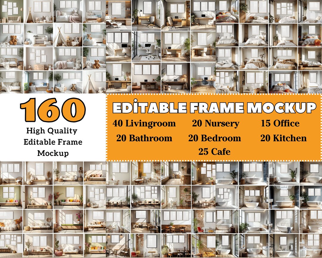 160 Frame Mockup Bundle , Editable Frame Mockup , Din a Ratio , Wood ...