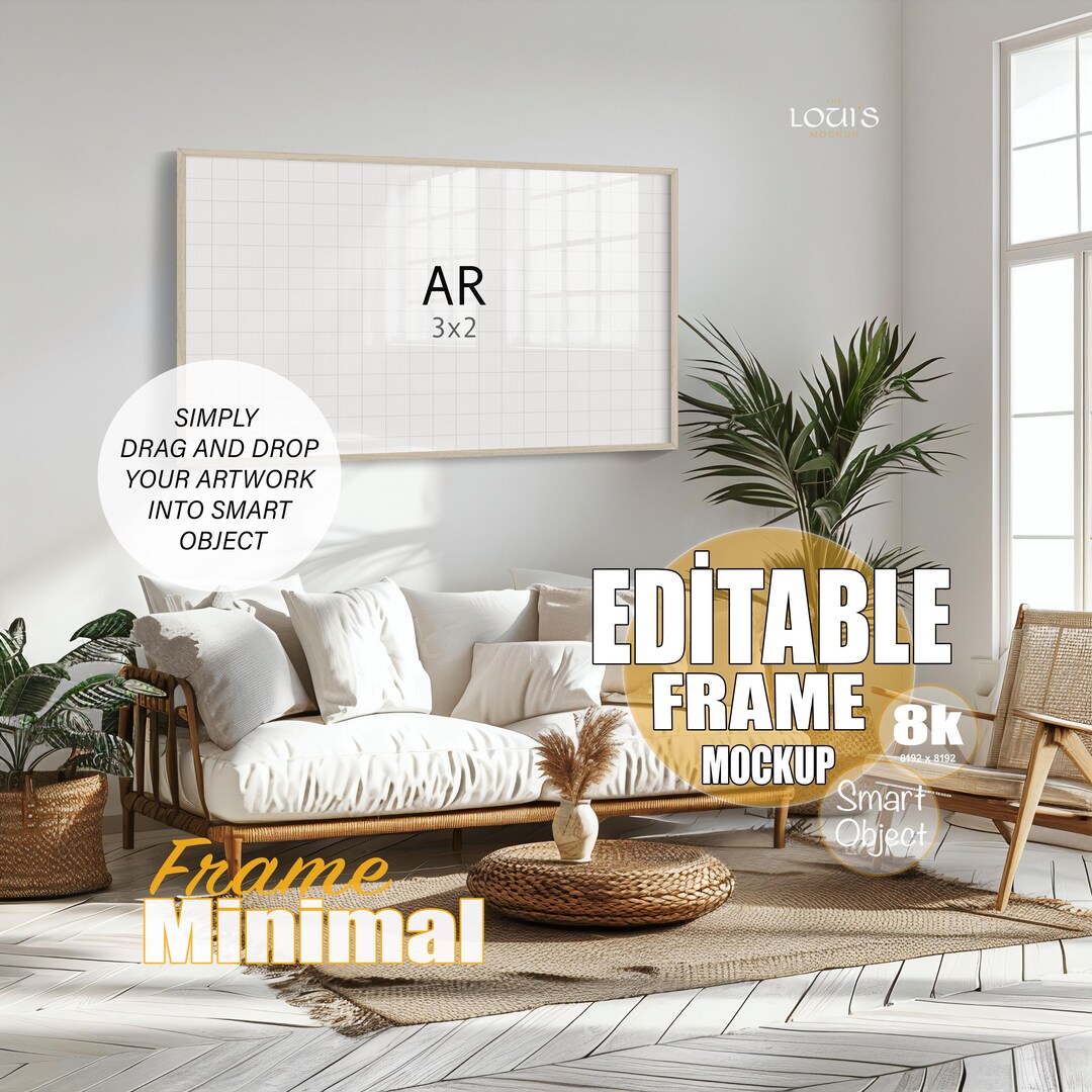 3x2 Horizontal Editable Frame Mockup, Ultra HD Interior Design Template ...