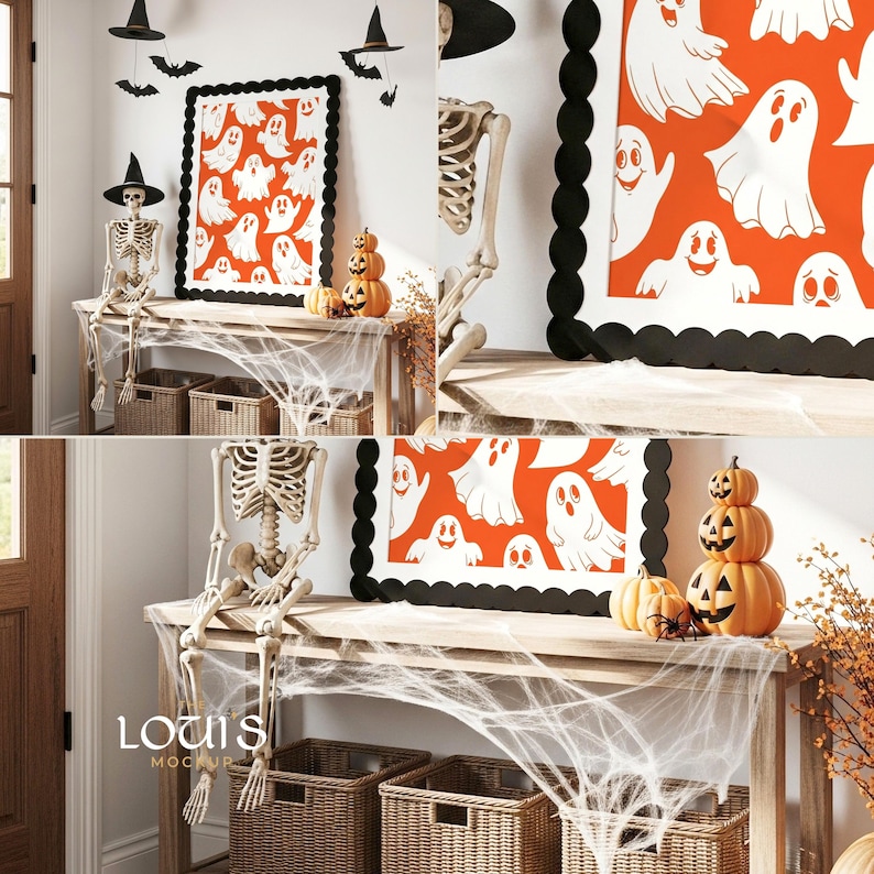 Halloween Frame Mockup Bundle 2025 | 12 Retro Wall Art PSD & JPG ...