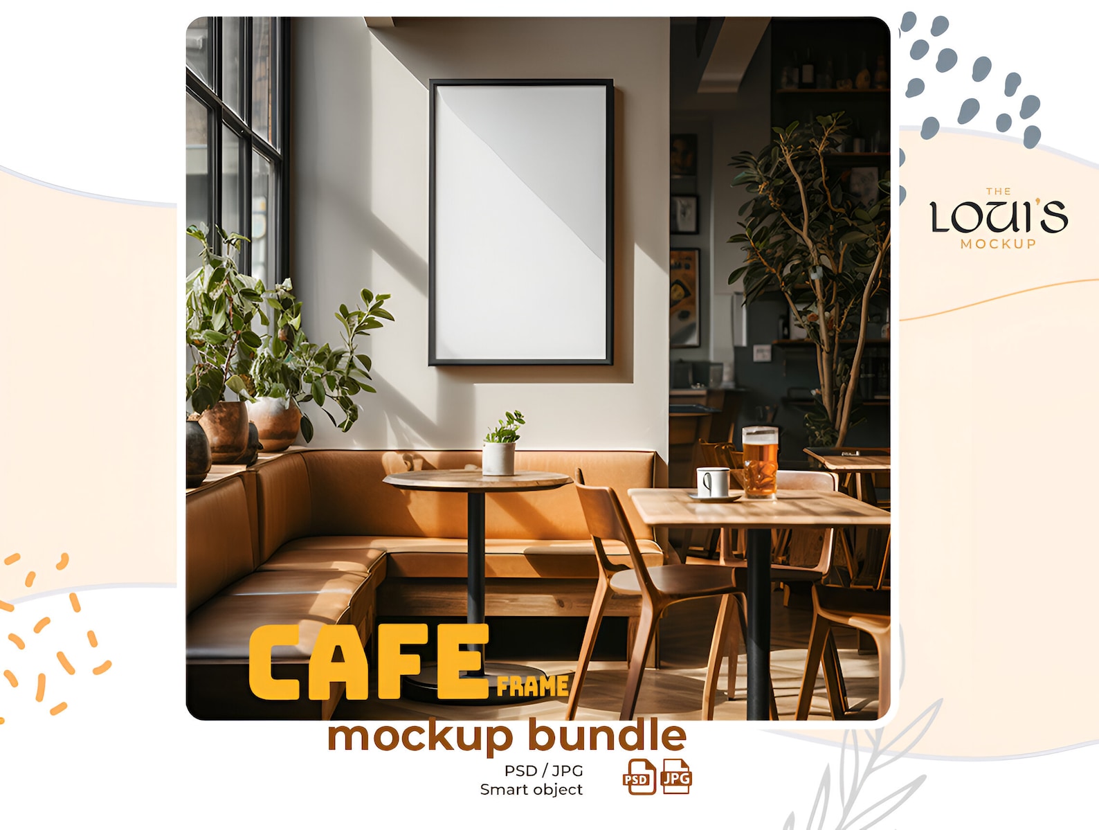 Modern Design Cafe Wall Art Mockup, Cafe Interior Frame Mockup ...