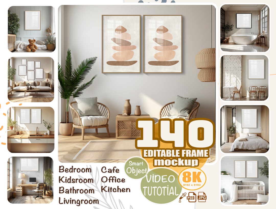 140 Editable Frame Mockup Bundle | Mega Bundle Set, Boho Frame Mockups ...