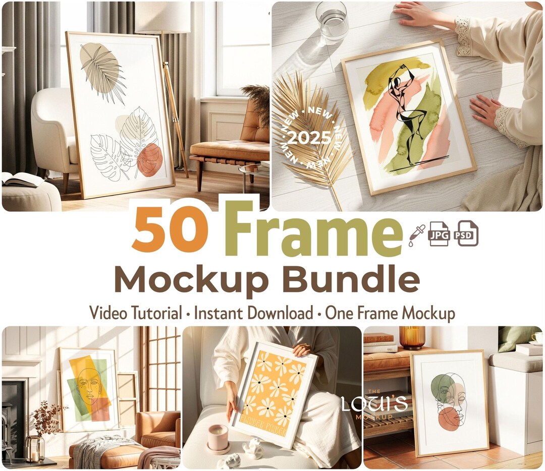 Frame Mockup PSD Bundle Set, One Frame Mockup Bundle, 50 PSD Wall Art ...