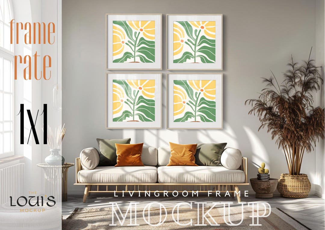 Square Editable Frame Mockup Photoshop, 1x1 Frame Mockup Mid-century ...