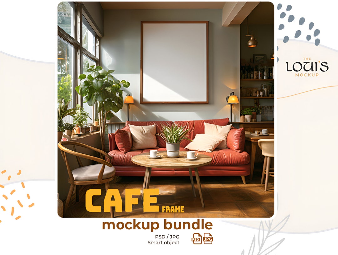 High Quality Cafe PSD Frame Mockup, Modern Interior Wall Art Mockup, Restaurant Wall Art Mockup ...