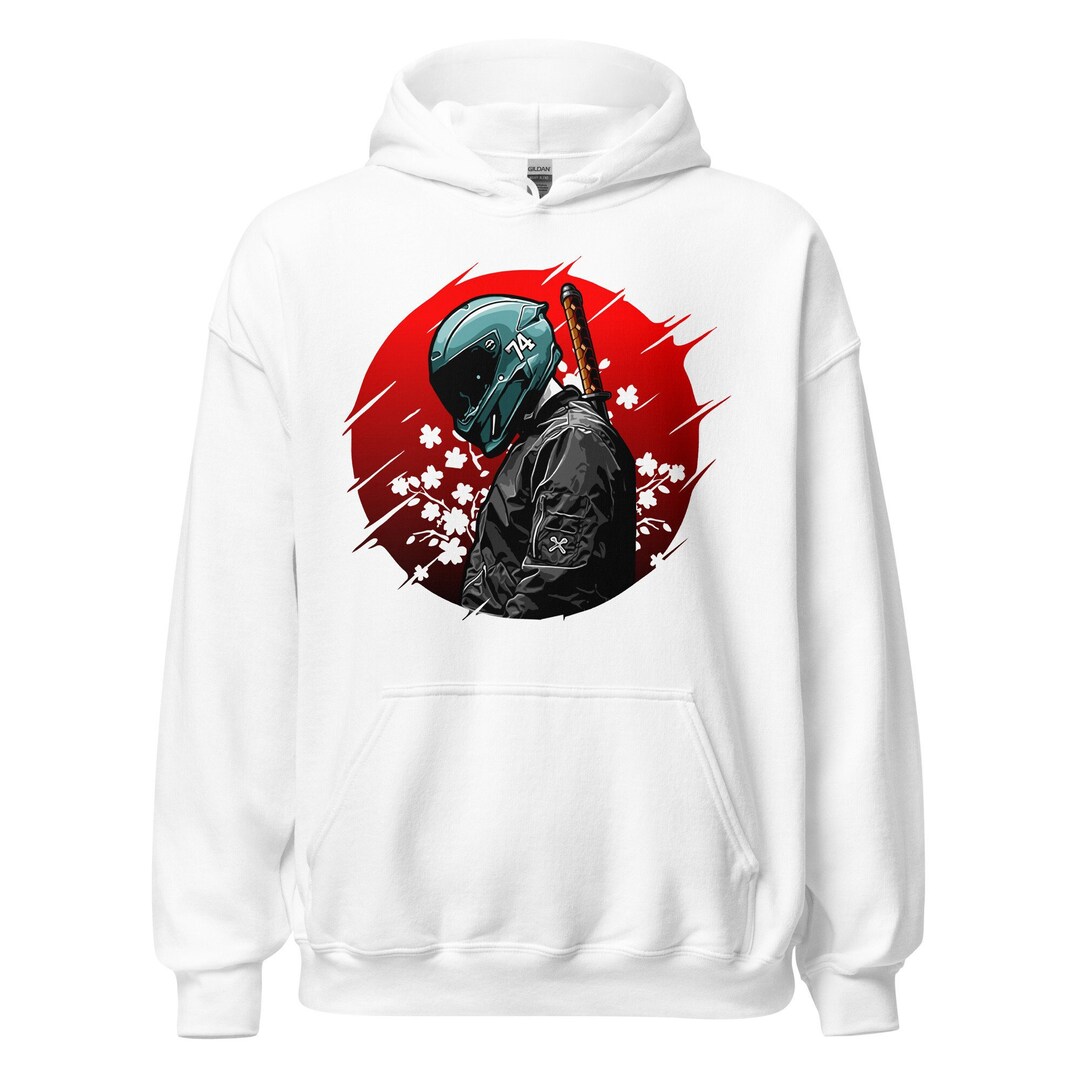Samurai Biker and Katana Print Hoodie Unisex Oversized - Etsy