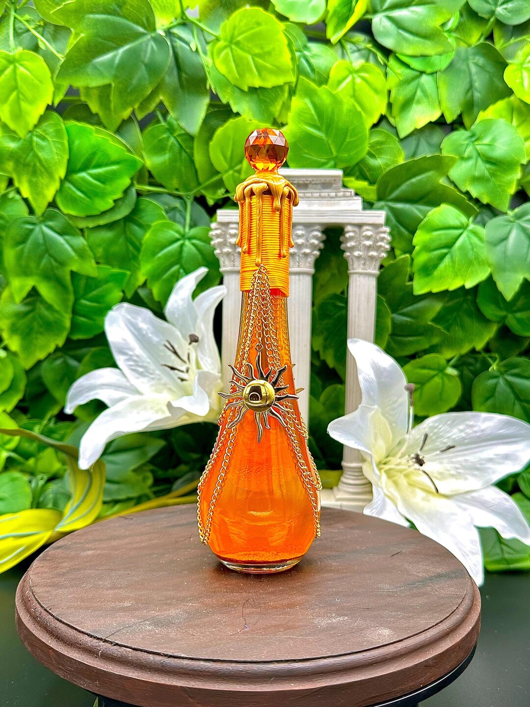 Essence of the Sun God Potion Bottle: Gold Chains & Sun Charm - Etsy