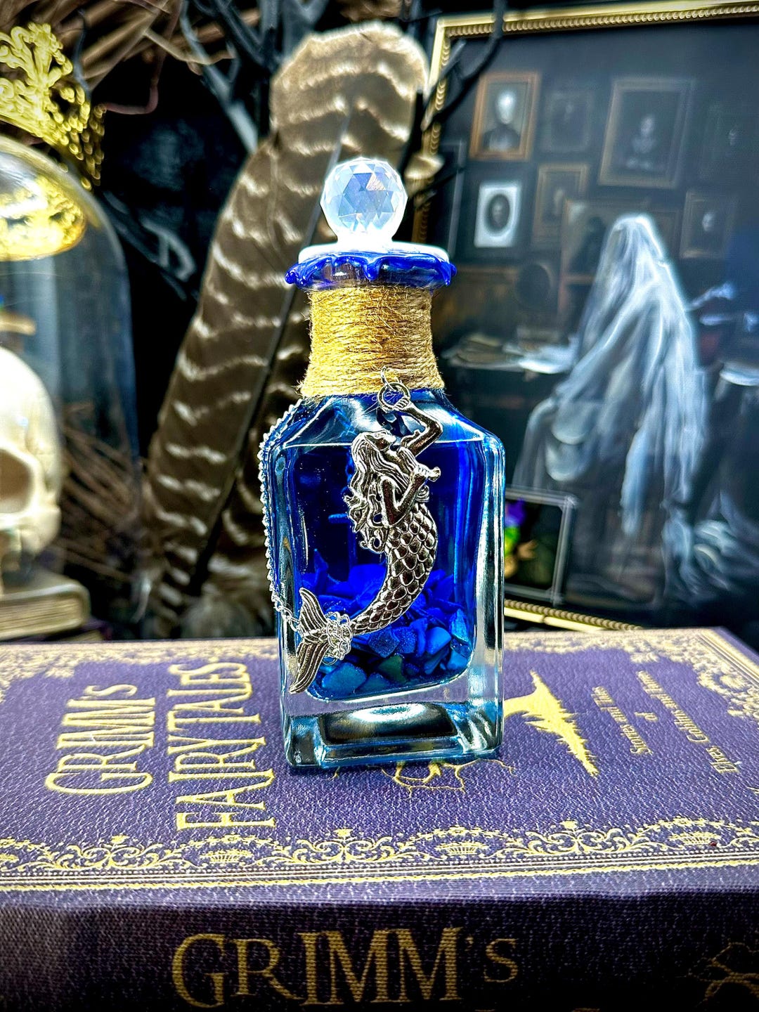 MINI Mermaid Scales Potion Bottle, Silver Charm, Ocean Desk Decor - Etsy