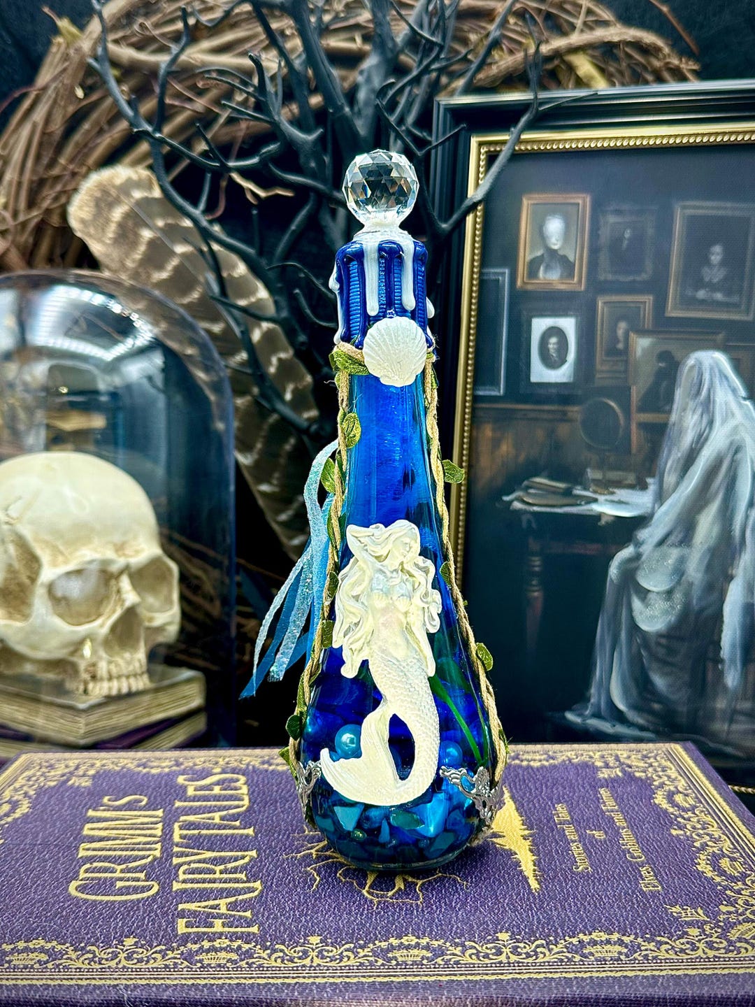 Mermaid Scales Potion Bottle: Sea Accents & Glass Teardrop Bottle - Etsy