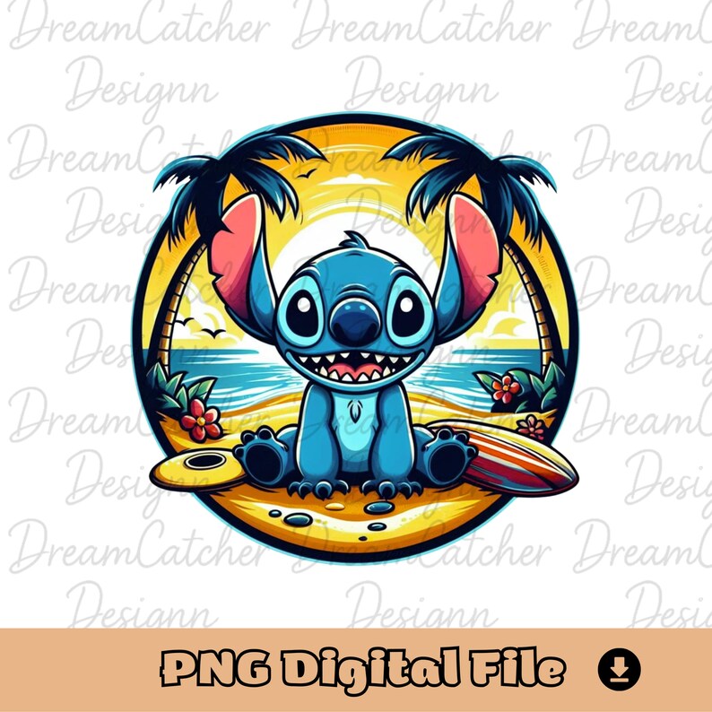 Stitch Png Clipart, Stitch Summer Holiday, Lilo and Stitch Character, Cute Stitch Image, Instant ...