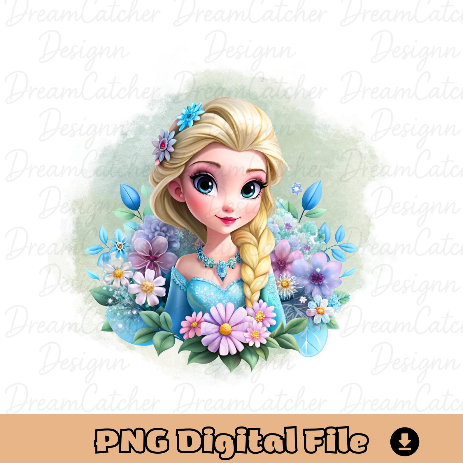 Princess Elsa Flower Design, Elsa Png Clipart, Frozen Png, Instant ...