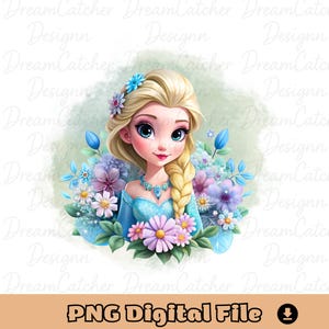 Princess Elsa Flower Design, Elsa Png Clipart, Frozen Png, Instant ...