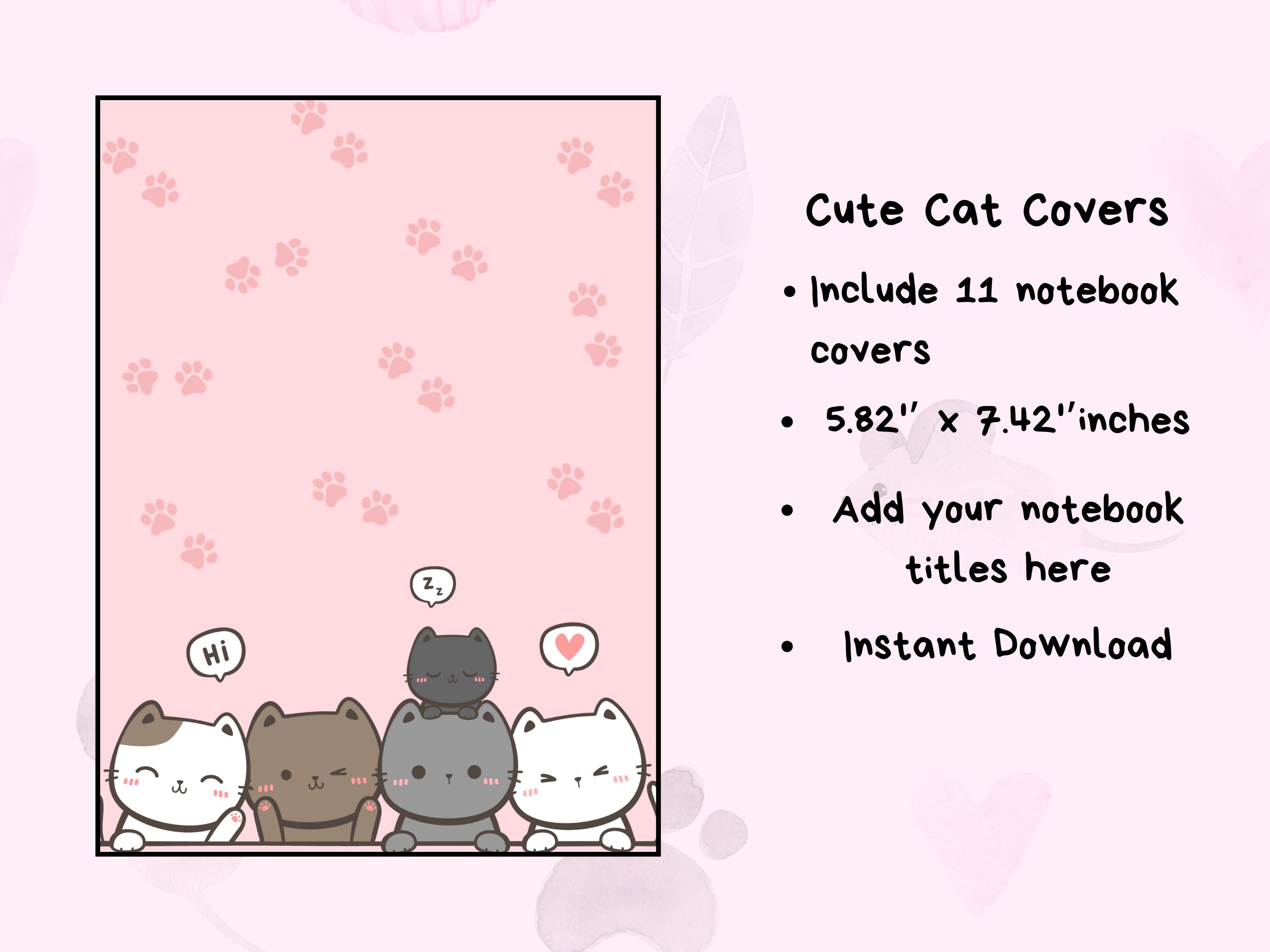Cute Kawaii Digital Notebook Covers Digital Notebook Goodnotes Cover ...