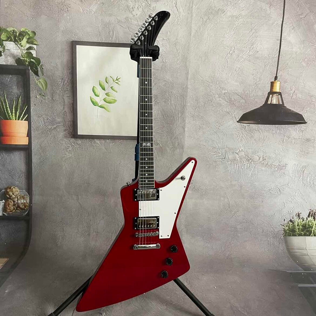 Custom Explorer Electric Guitar Ebony Fretboard Vitreous Red - Etsy