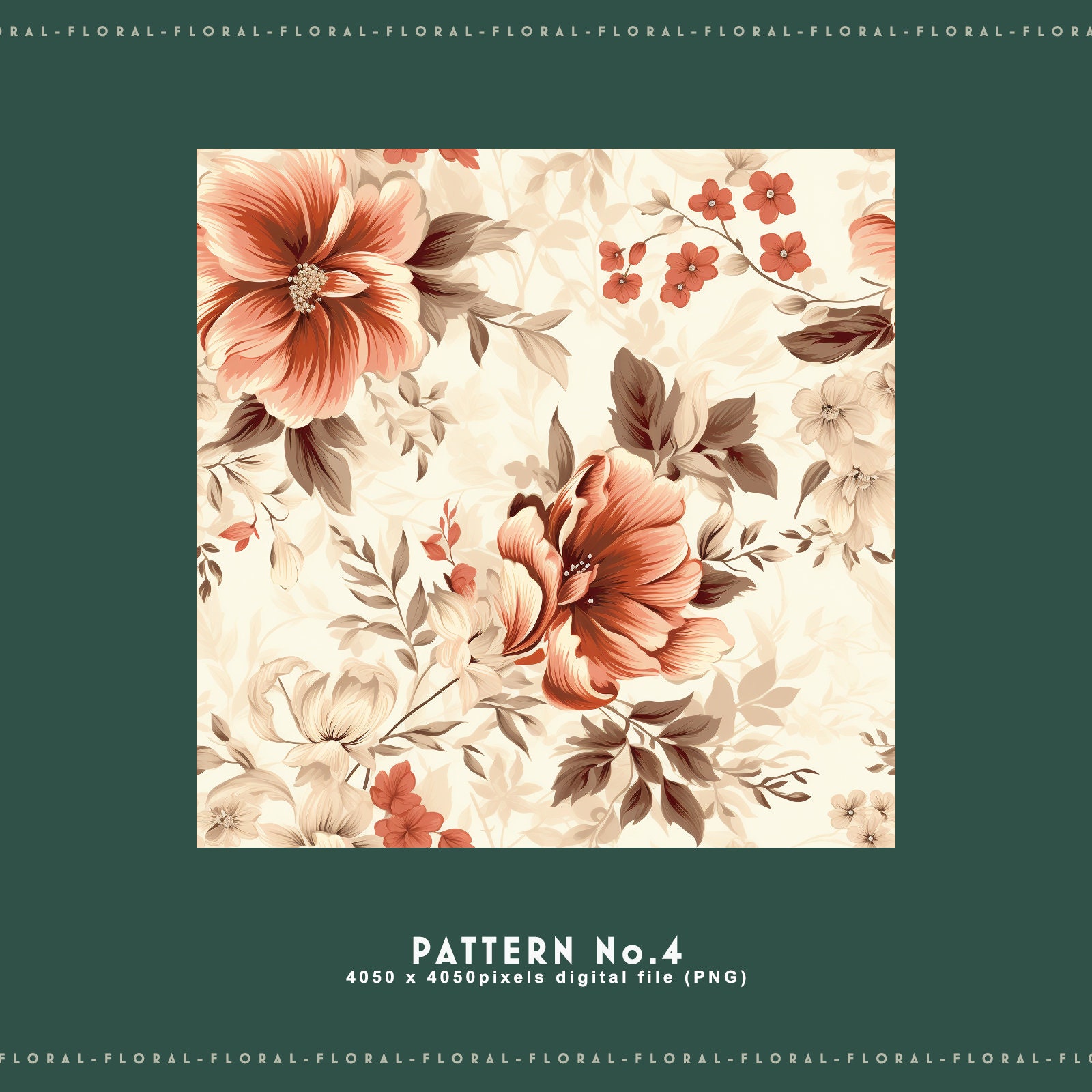 Seamless Vintage Bohemian Floral Pattern Faded Sepia - Etsy