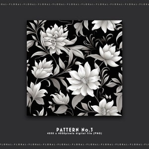 Black & White Seamless Pattern - Set of 4 - Digital Paper - Scrapbook ...