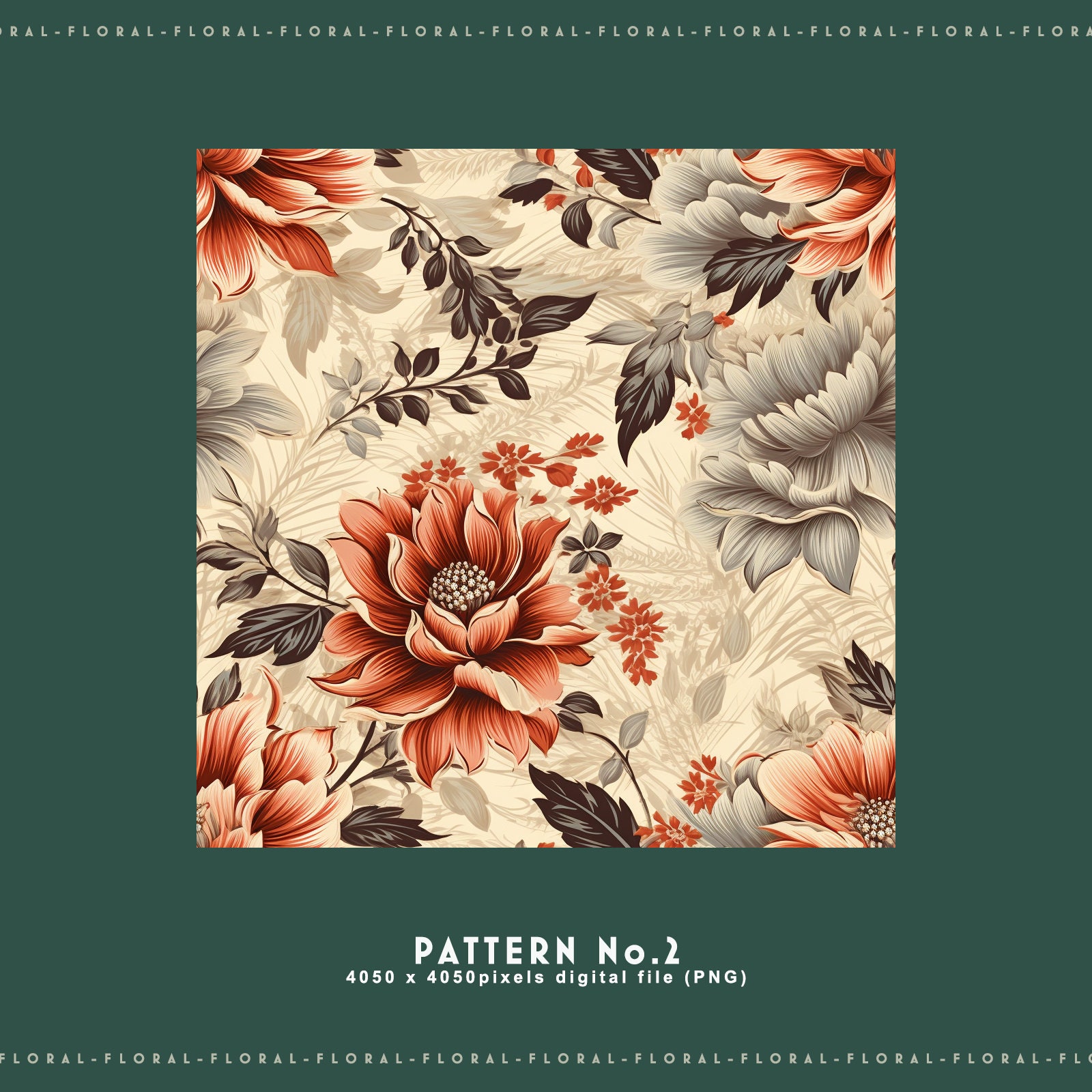 Seamless Vintage Bohemian Floral Pattern Faded Sepia - Etsy