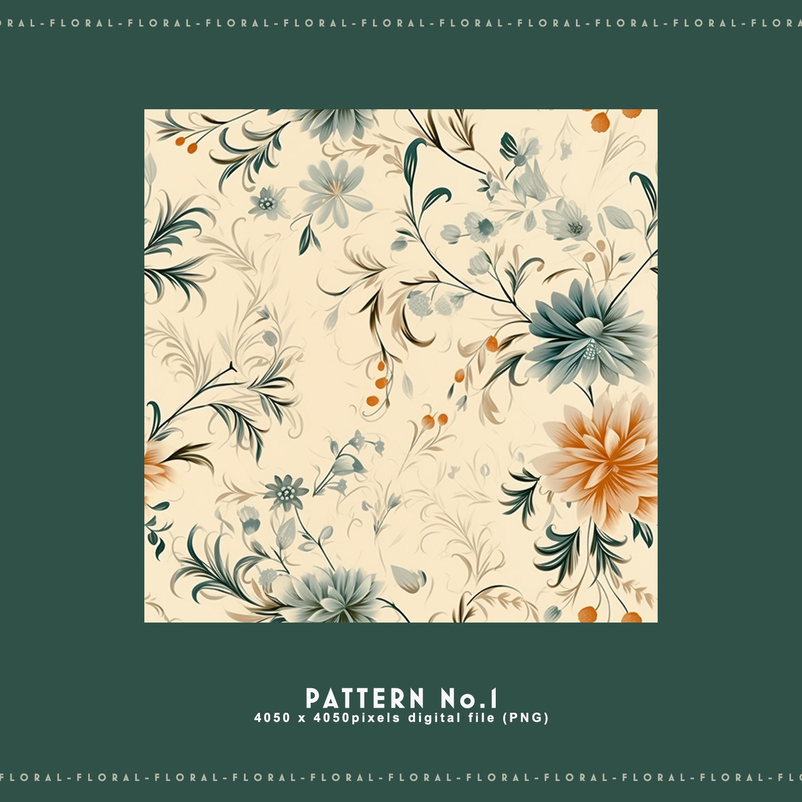 Seamless Vintage Bohemian Floral Pattern Faded Sepia - Etsy