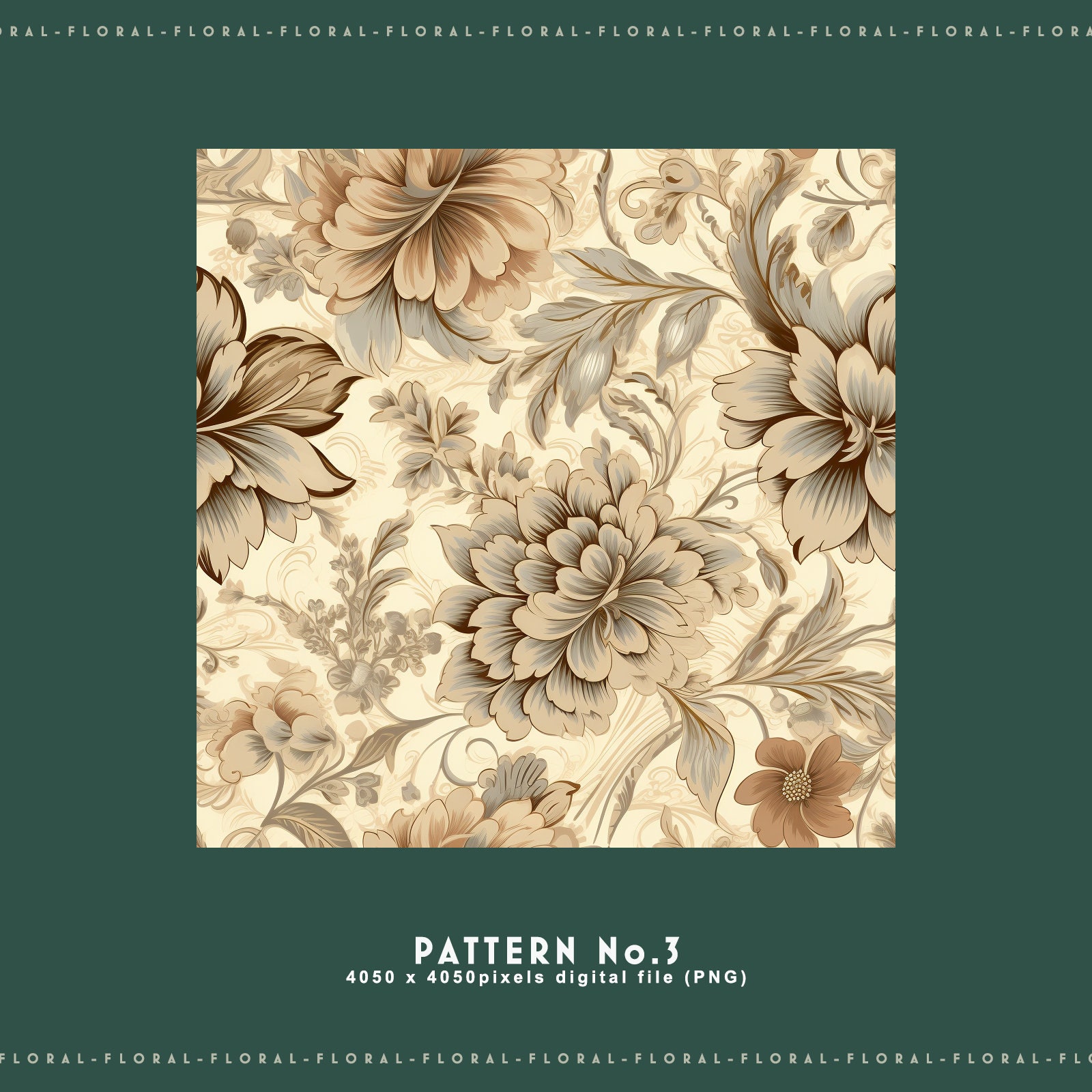 Seamless Vintage Bohemian Floral Pattern Faded Sepia - Etsy