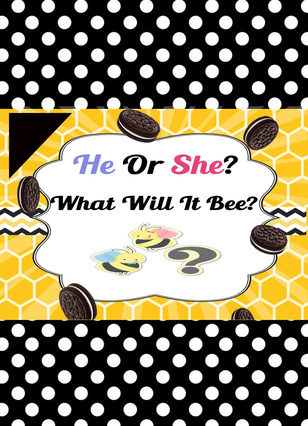 Bumble Bee Gender Reveal Mini Oreo Wrapperdigital File Etsy