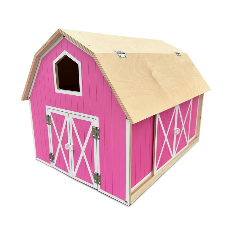 LARGE Made in USA Durable Wooden Toy Barn 18" X 18" X 24" - PINK - Etsy