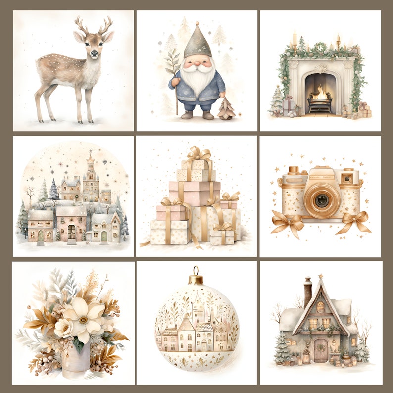 CHRISTMAS CLIPART BUNDLE, Clipart Bundle, 22 Png Files, Cute Christmas ...