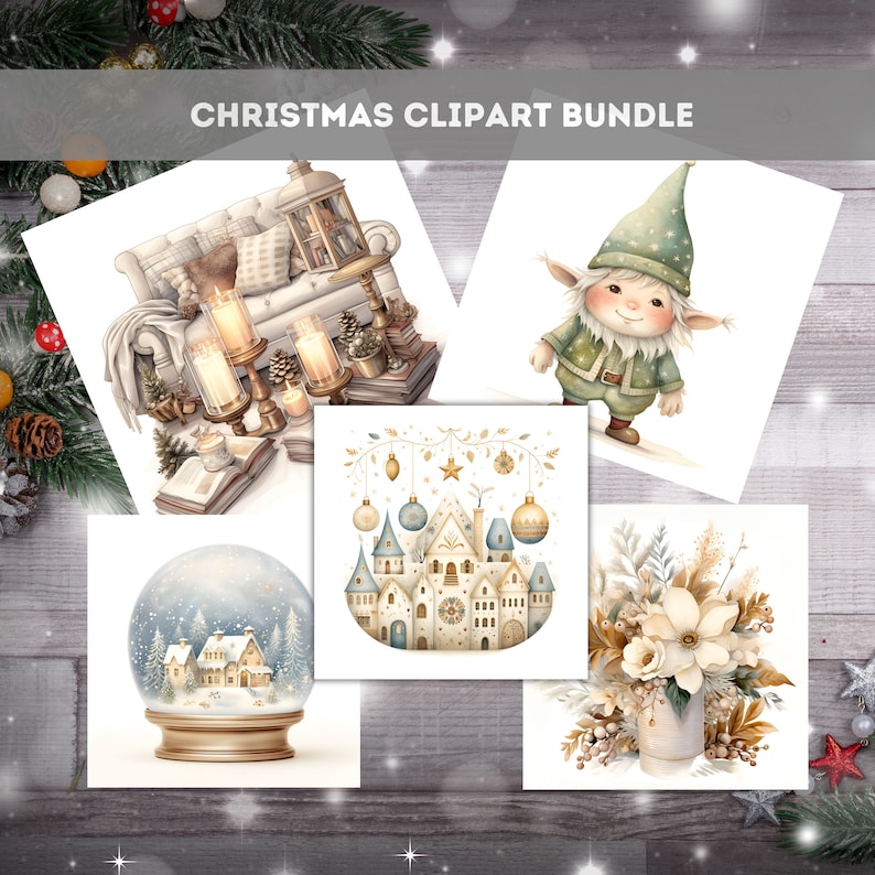 CHRISTMAS CLIPART BUNDLE, Clipart Bundle, 22 Png Files, Cute Christmas ...