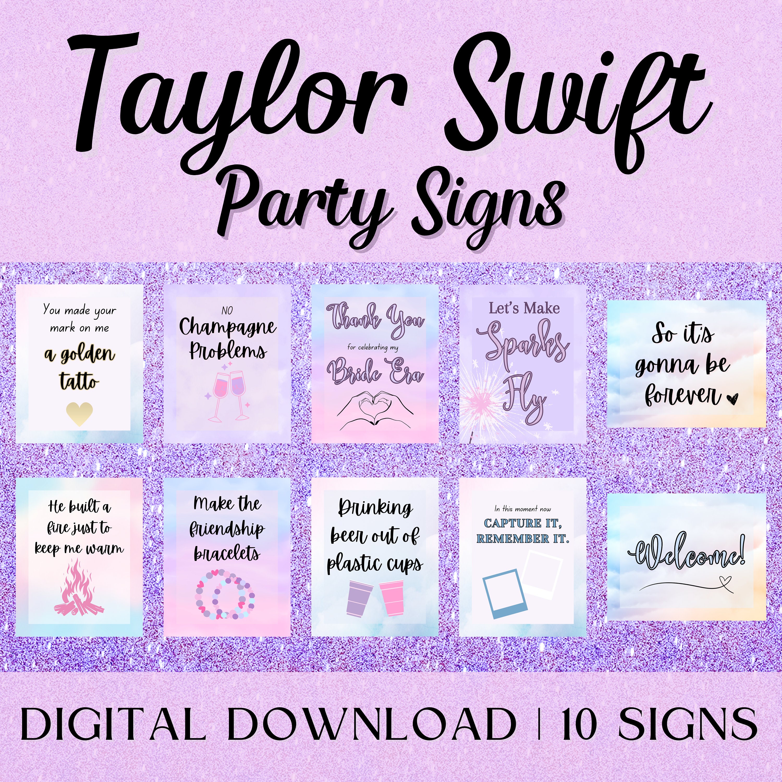 Taylor Swift Party Signs | Eras Party Décor | Eras Party | Taylor Swift ...