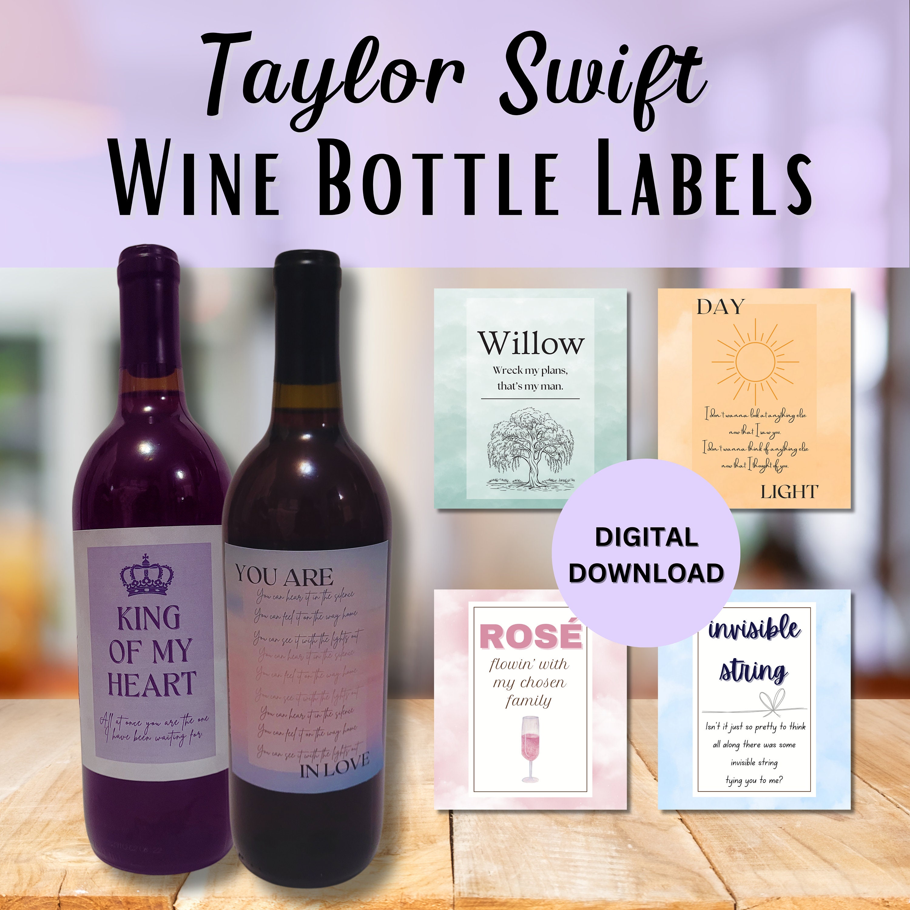 Taylor Swift Wine Bottle Labels | Eras Party Décor | Eras Party ...