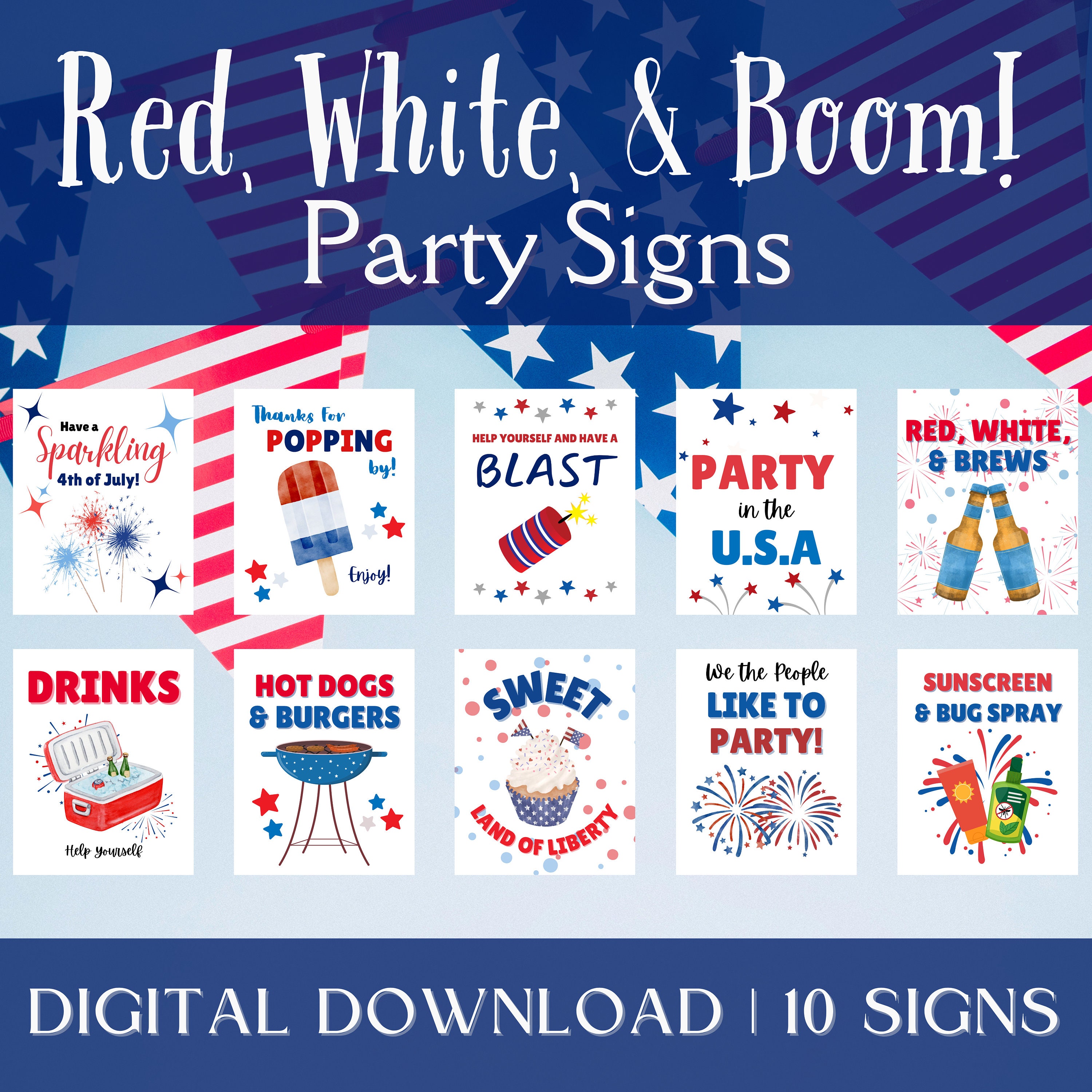4th of July Party Signs | Patriotic Décor | 4th of July Party ...