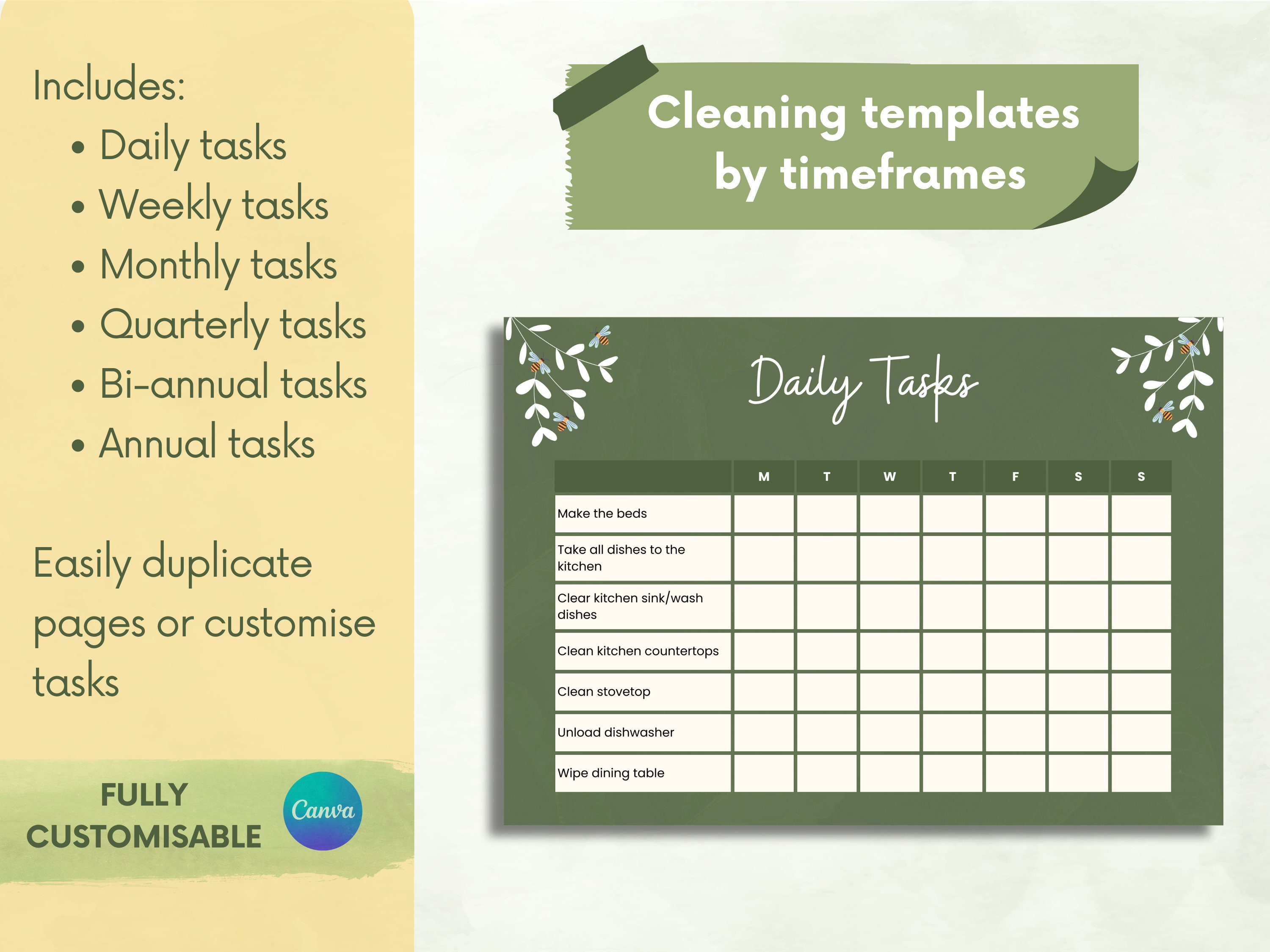 Editable and Printable Cleaning Planner Templates With - Etsy