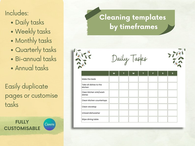 Editable and Printable Cleaning Planner, Templates With Cleaning ...