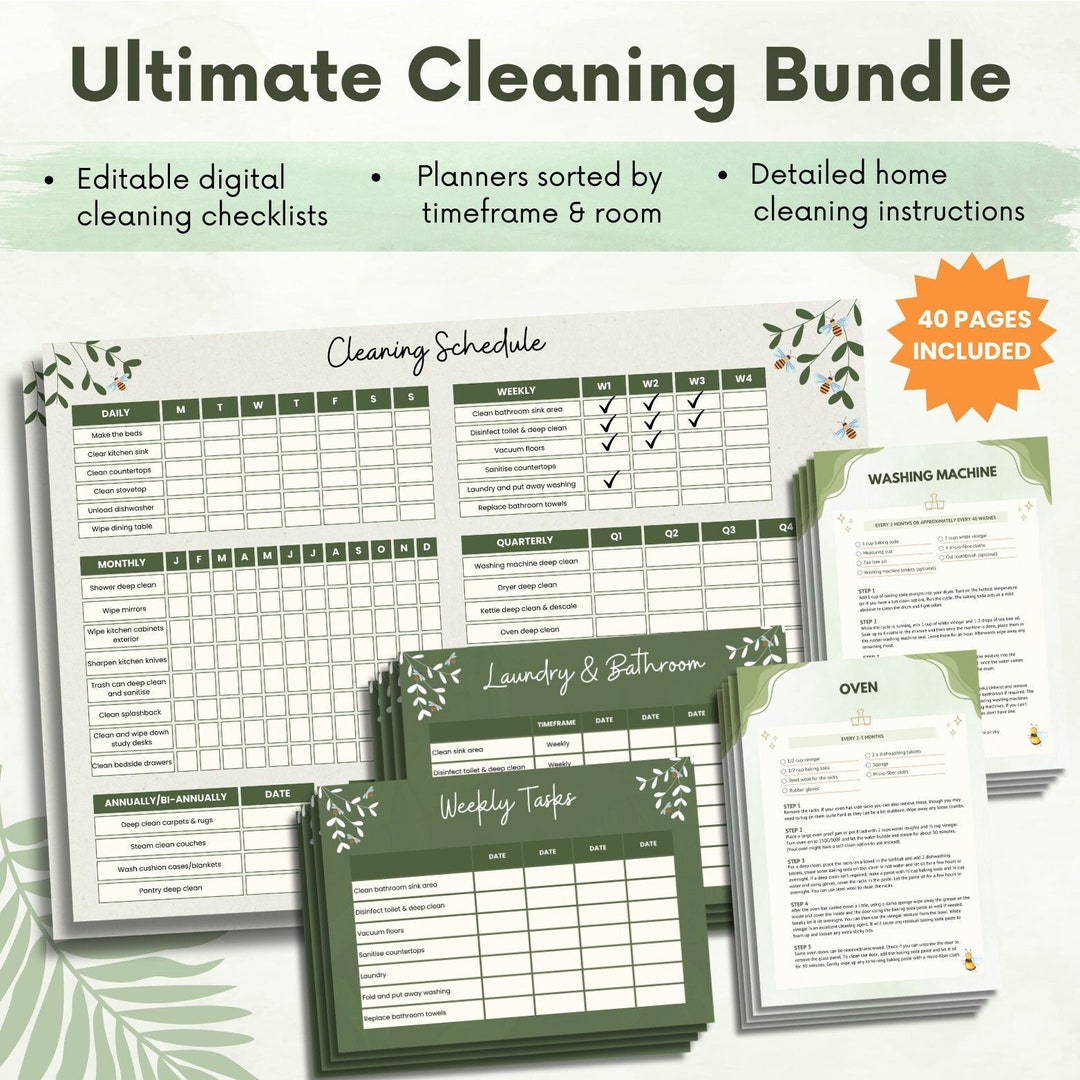 Editable and Printable Cleaning Planner Templates With - Etsy