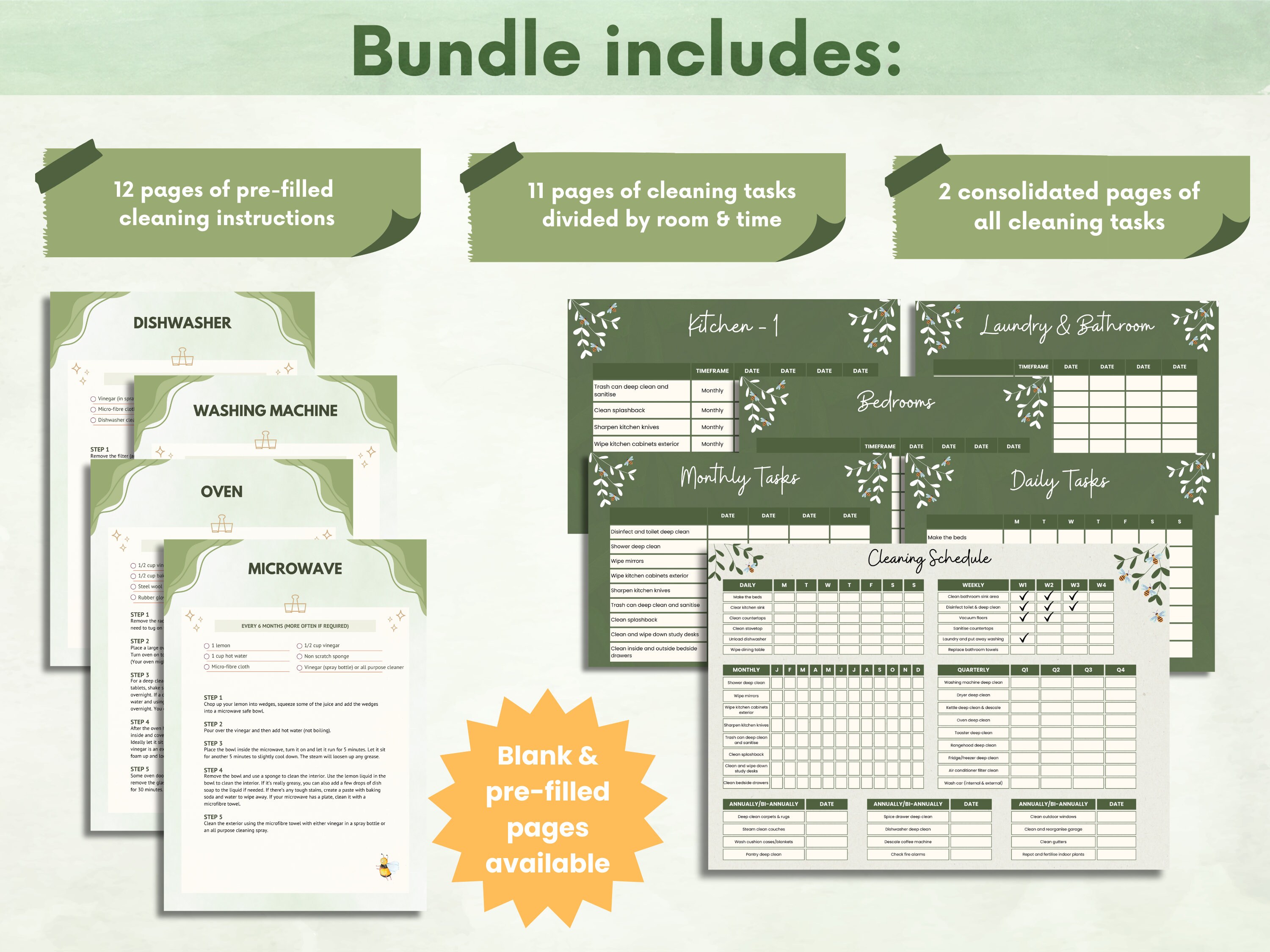 Editable and Printable Cleaning Planner Templates With - Etsy
