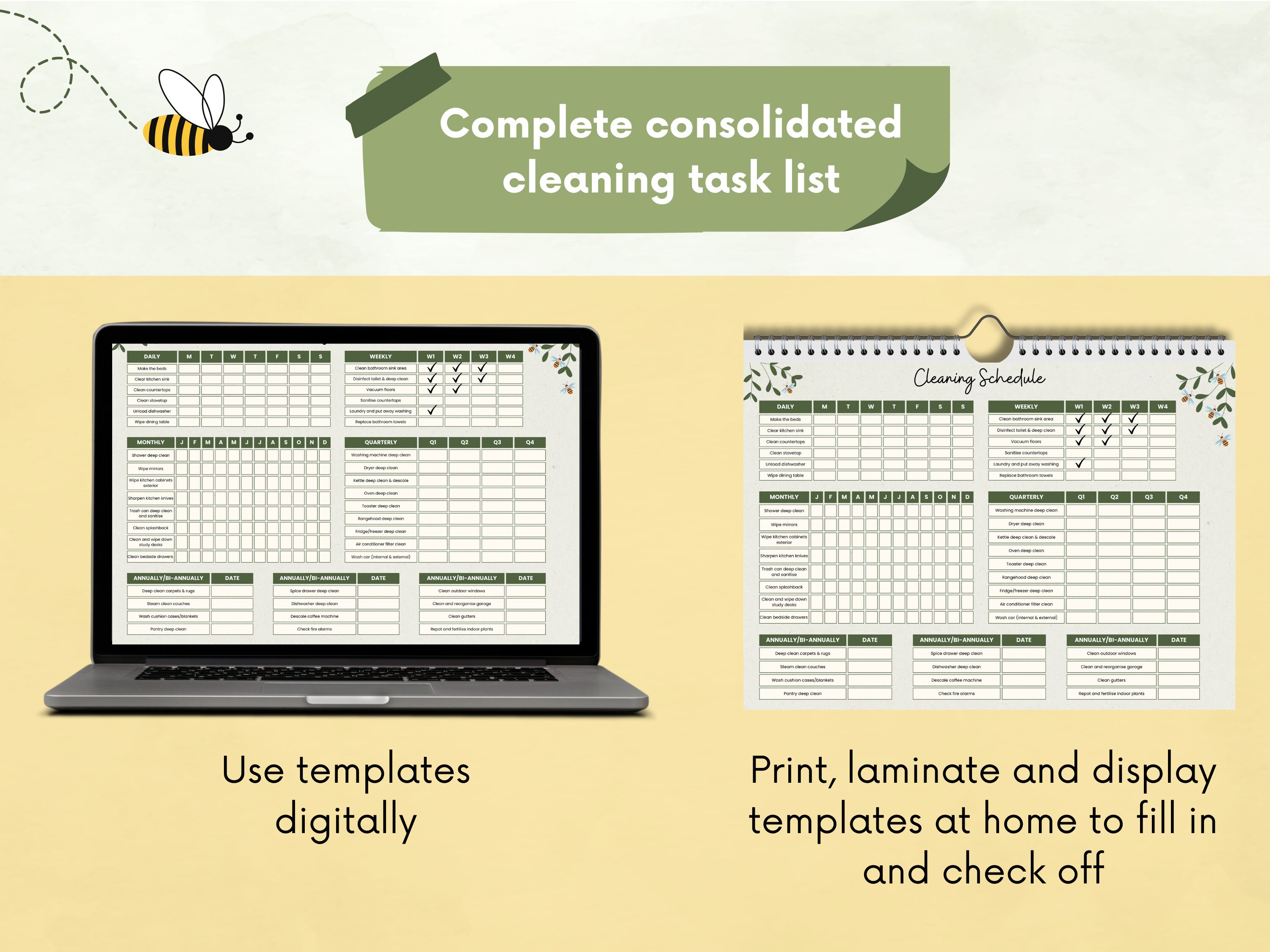 Editable and Printable Cleaning Planner, Templates With Cleaning ...