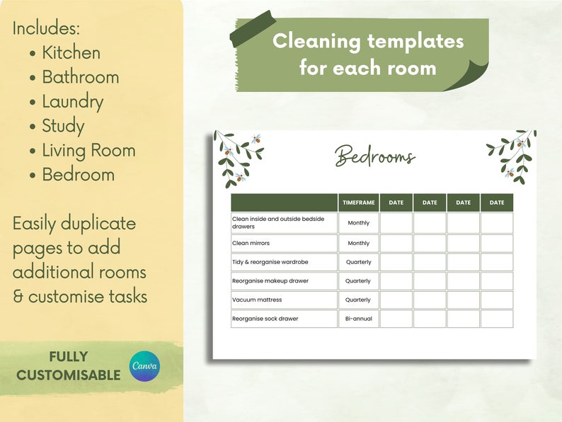 Editable and Printable Cleaning Planner Templates With - Etsy