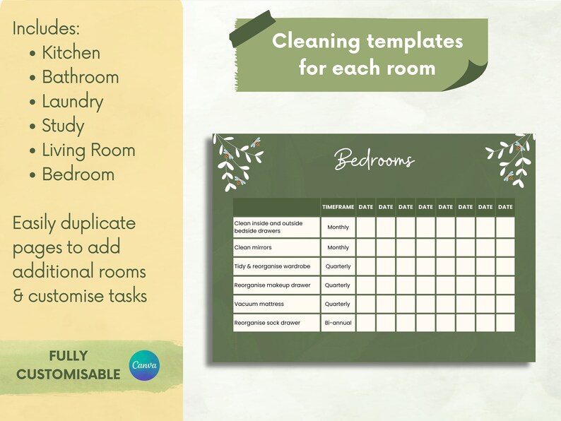 Editable and Printable Cleaning Planner, Templates With Cleaning ...