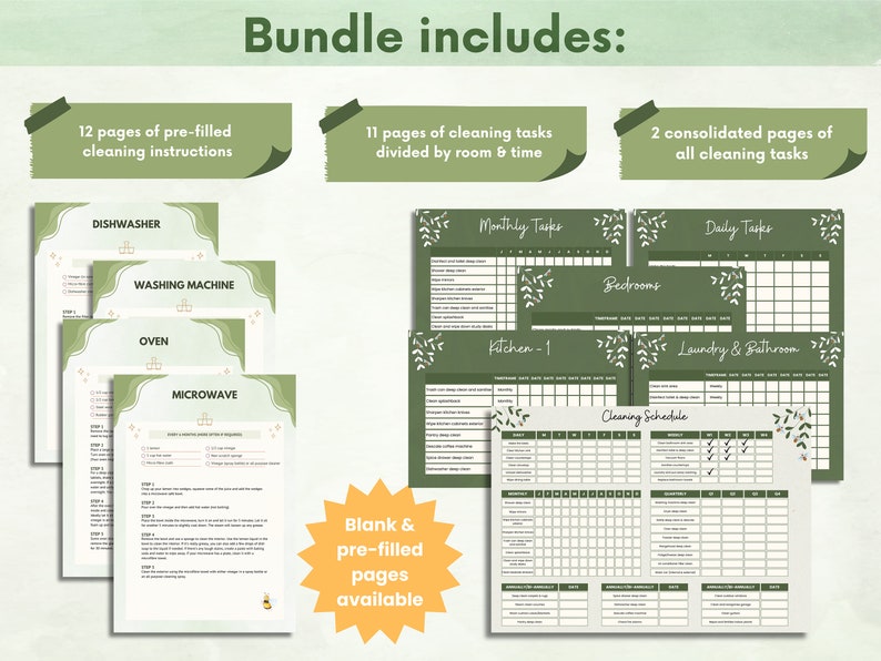 Editable and Printable Cleaning Planner, Templates With Cleaning ...
