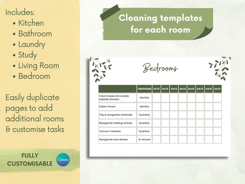 Editable and Printable Cleaning Planner, Templates With Cleaning ...