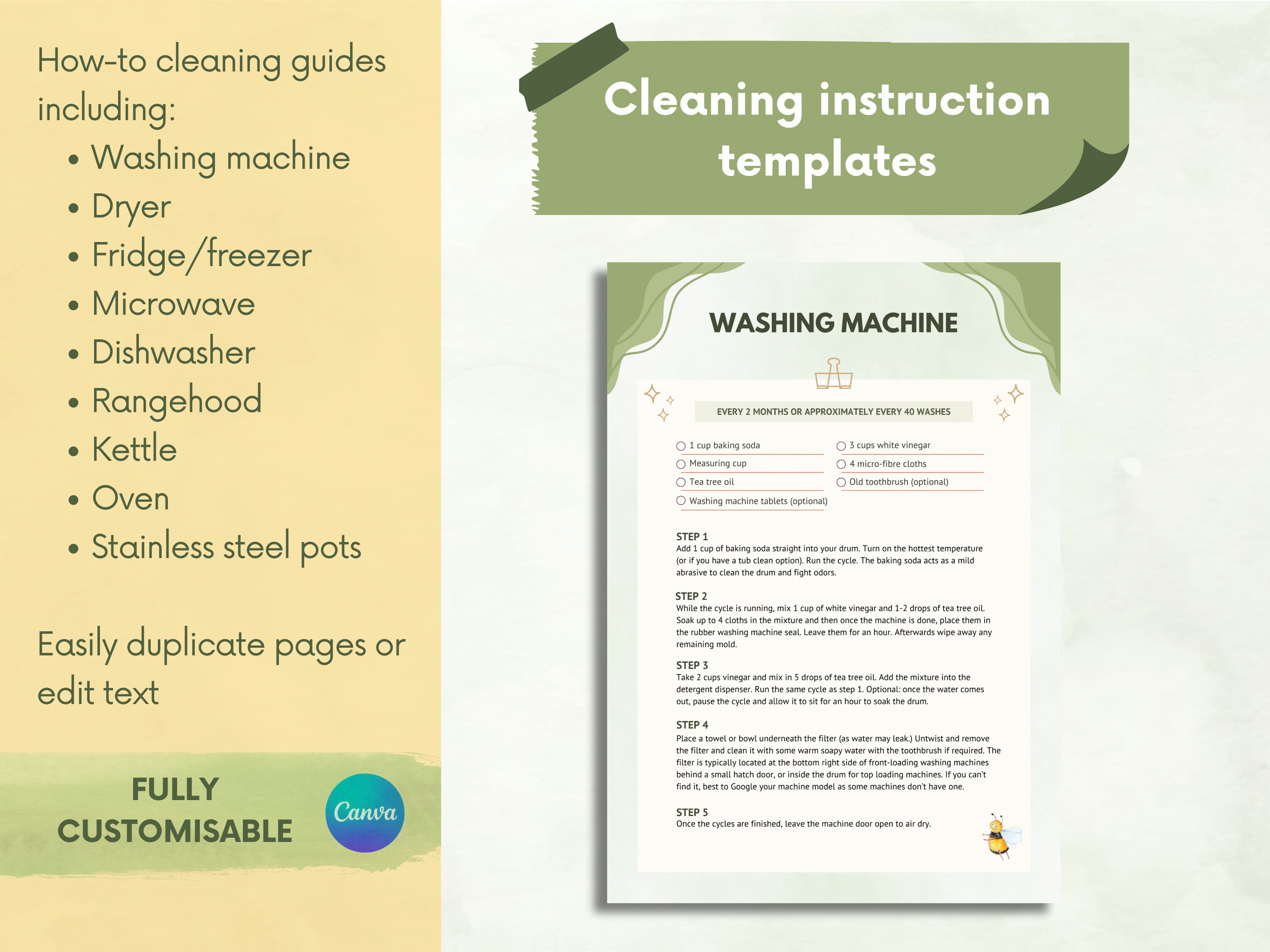 Editable and Printable Cleaning Planner, Templates With Cleaning ...
