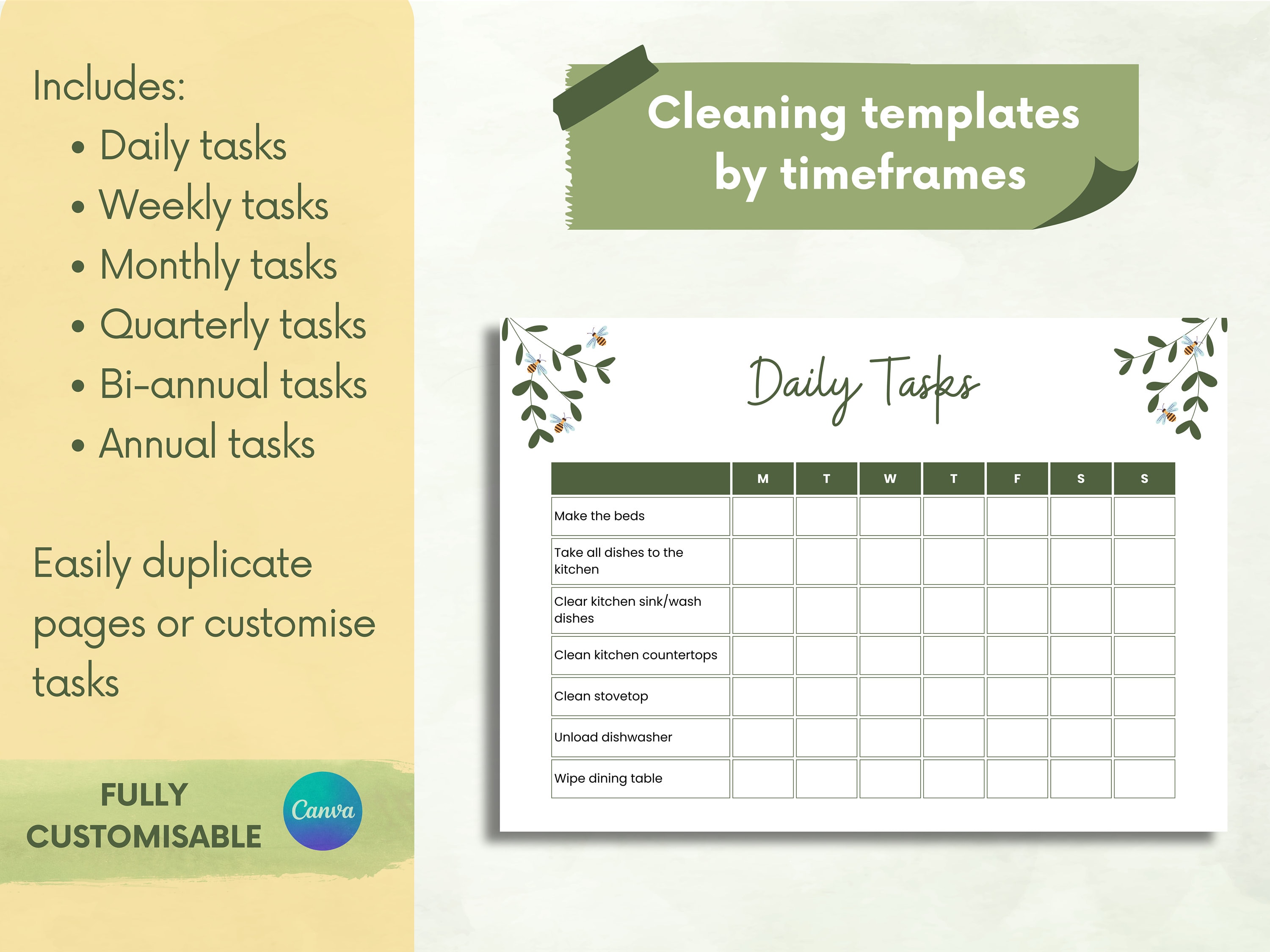Editable and Printable Cleaning Planner Templates With - Etsy