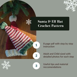 Christmas Crochet Santa Elf Hat Pattern Adult Child Sizes Pdf Download ...