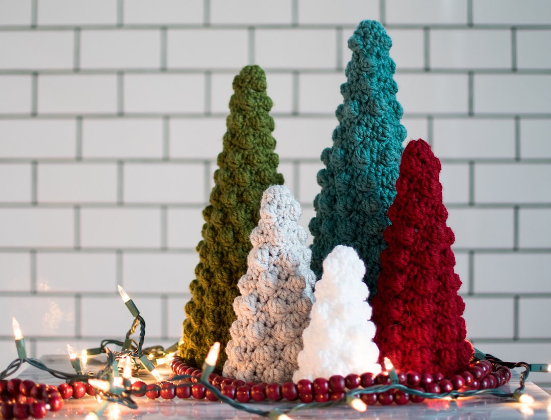 Christmas Tree Crochet Pattern 5 Sizes Bobble Farmhouse Decor Digital ...