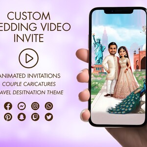 Custom Wedding Invite | Couple Caricature | Theme-based Invite | Travel ...