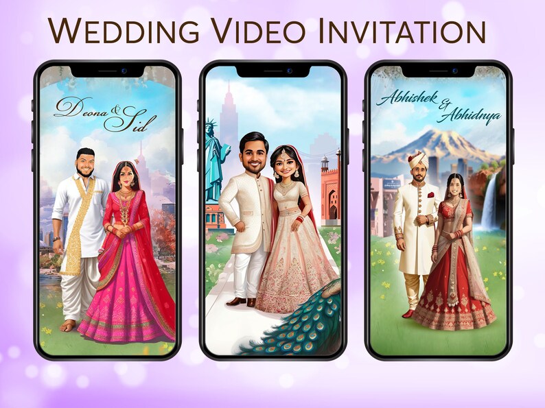 Custom Wedding Invite | Couple Caricature | Theme-based Invite | Travel ...