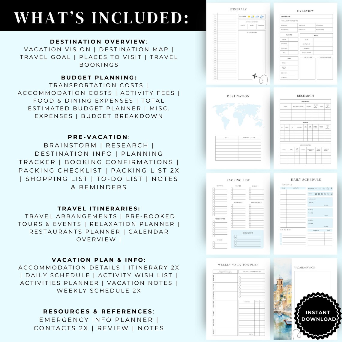 Family Vacation Planner Travel Planner Printable Trip Planning Vacation ...