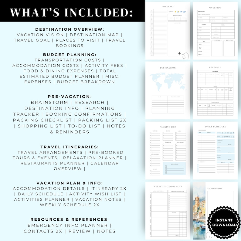 Family Vacation Planner | Travel Planner Printable | Trip Planning ...