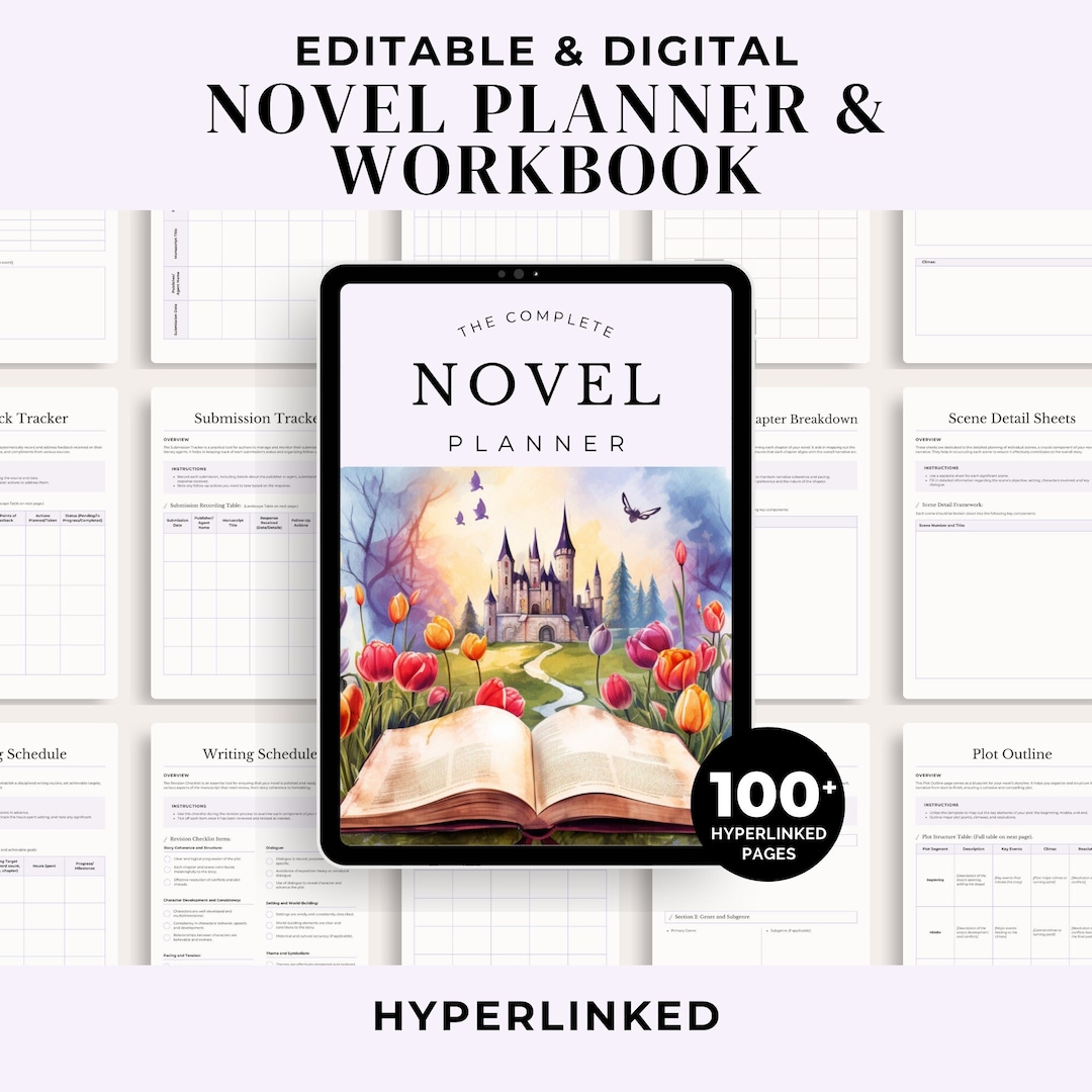 Digital Novel Planner | Writing Workbook | Nanowrimo Planner | Novel ...