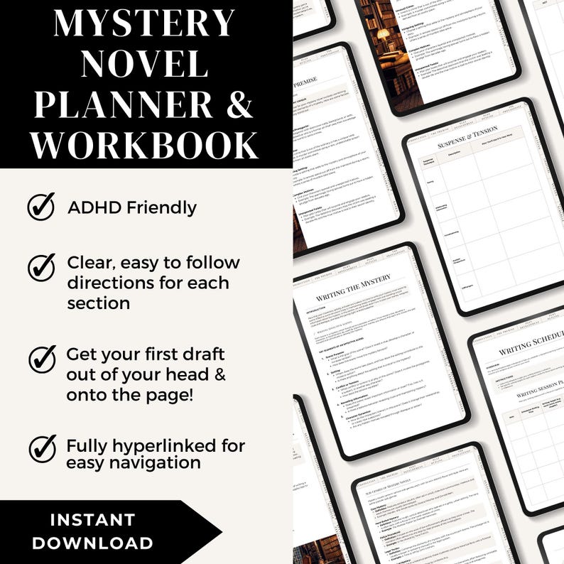 Mystery Novel Workbook for Crime Writers | Suspense Book Planner ...
