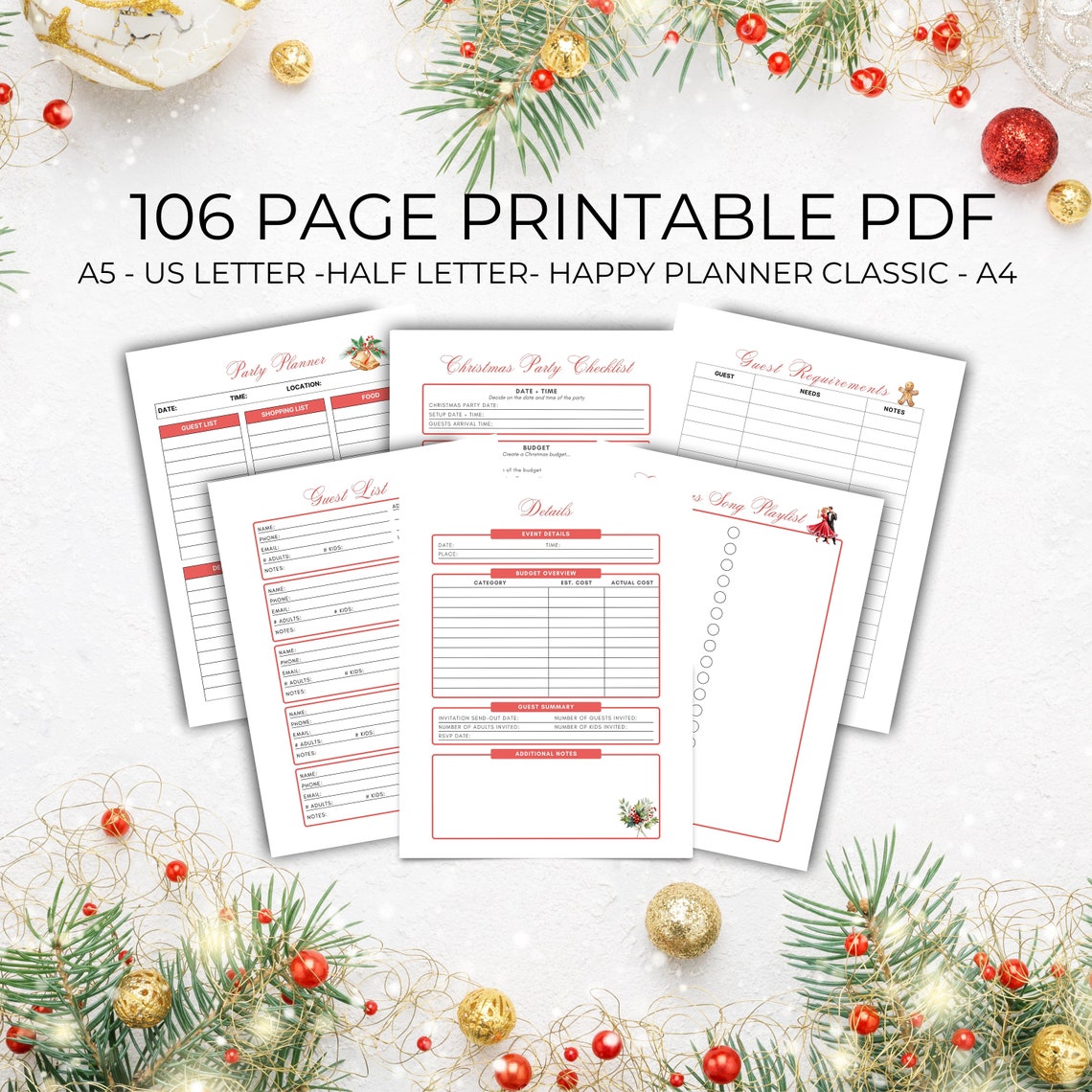 Christmas Planner Printable, Holiday Planner, Christmas Gift List, Meal ...