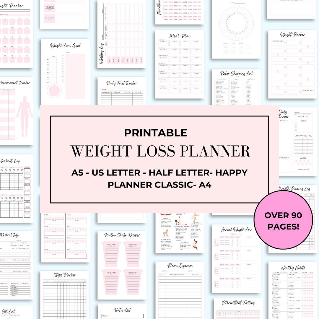 Weight Loss Planner Fitness Planner Printable Weight Loss Tracker ...